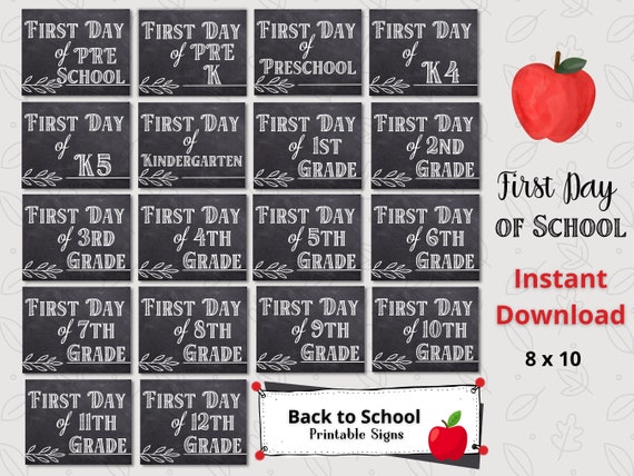 First and Last Day of School Signs Printables Farmhouse Style - Etsy