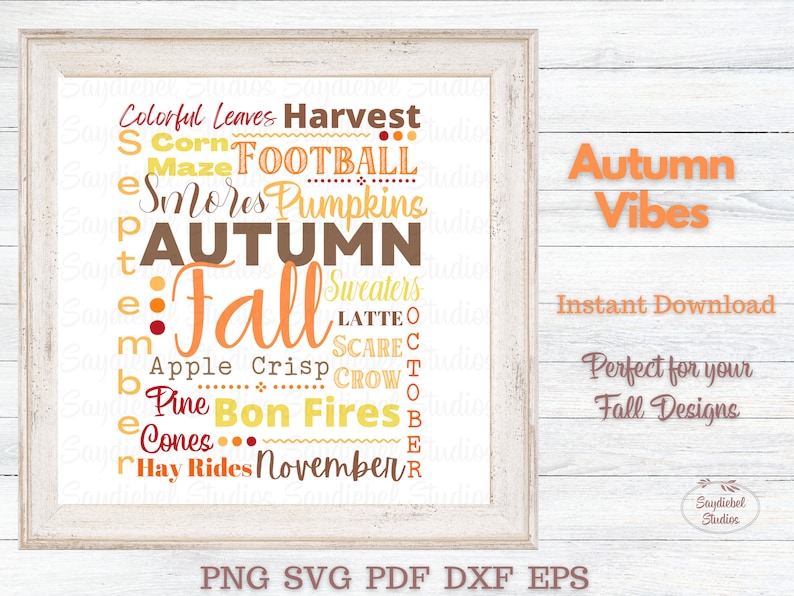 Fall Printable, Autumn PNG, Autumn SVG, Autumn Word Art Wall Decor ...