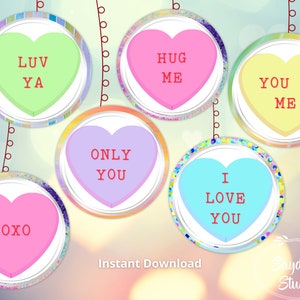 Valentine's Day Conversation Hearts Printable Bundle, Valentine's ...