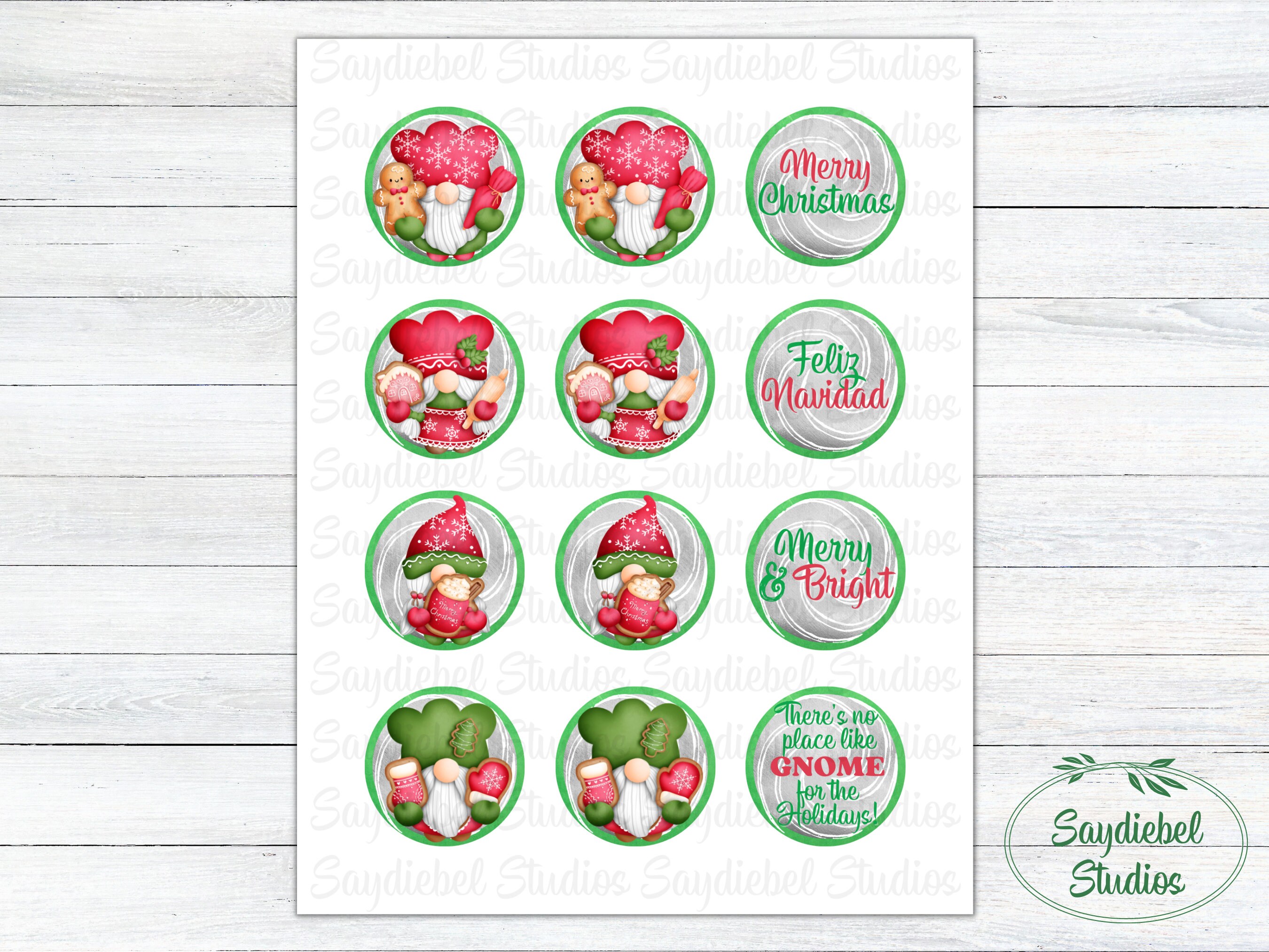 Merry Christmas Gnome Cupcake Toppers Printable, Christmas Cupcake ...