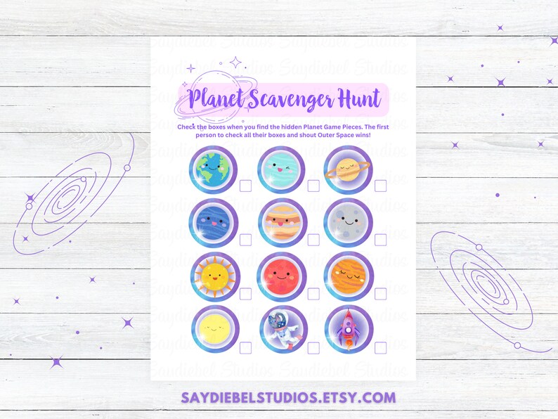 Planet Scavenger Hunt Game: Space Party Activity (PDF) - Etsy