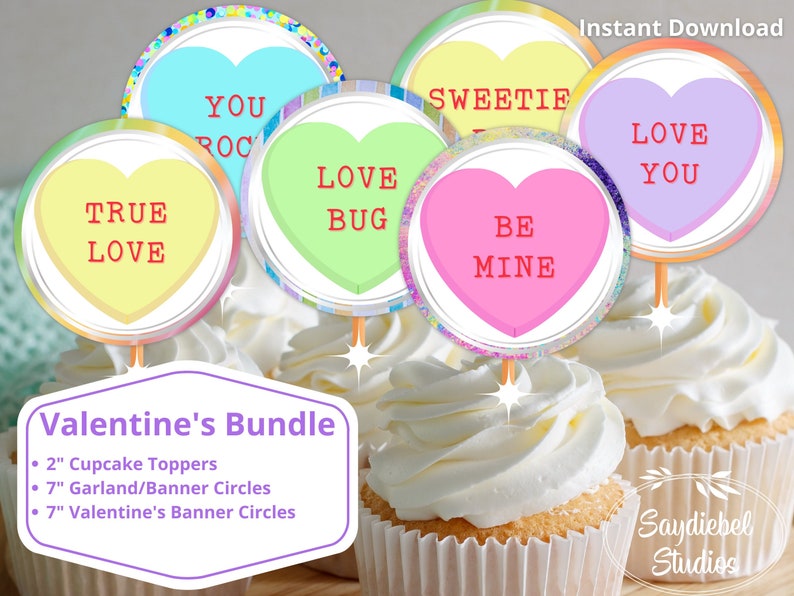 Valentine's Day Conversation Hearts Printable Bundle, Valentine's ...