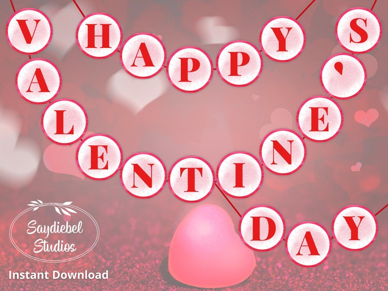 Happy Valentines Day Banner, Printable Photo Prop Banner, DIY ...