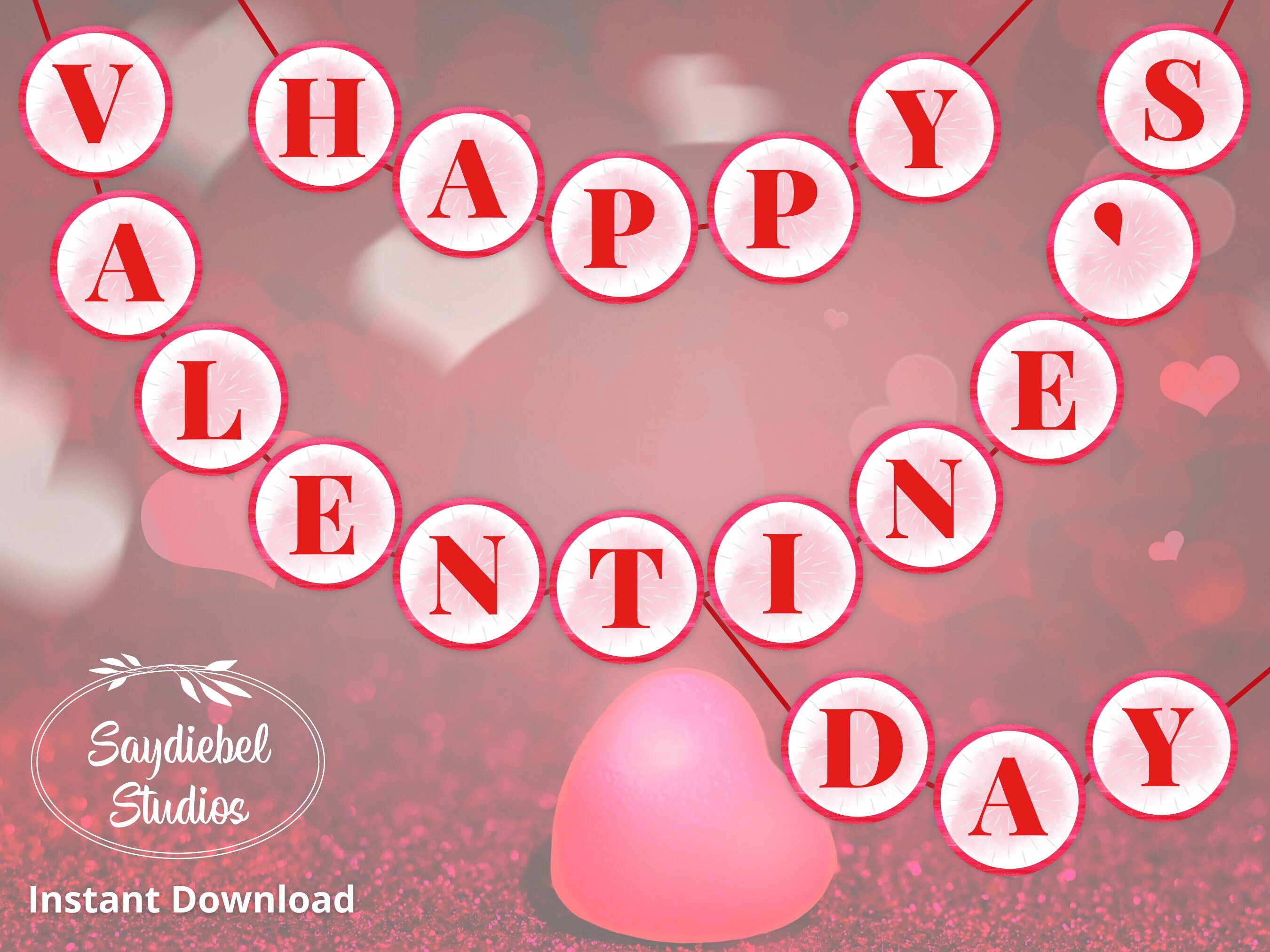 Happy Valentines Day Banner, Printable Photo Prop Banner, DIY ...