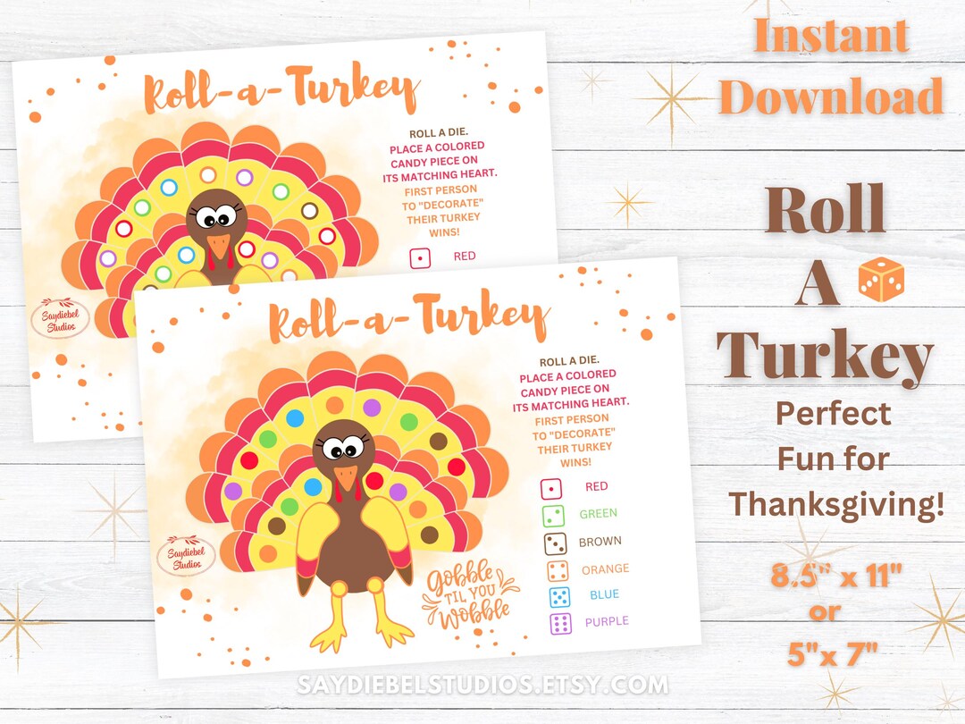 Roll A Turkey Thanksgiving Game: Candy Dice (digital Download) - Etsy