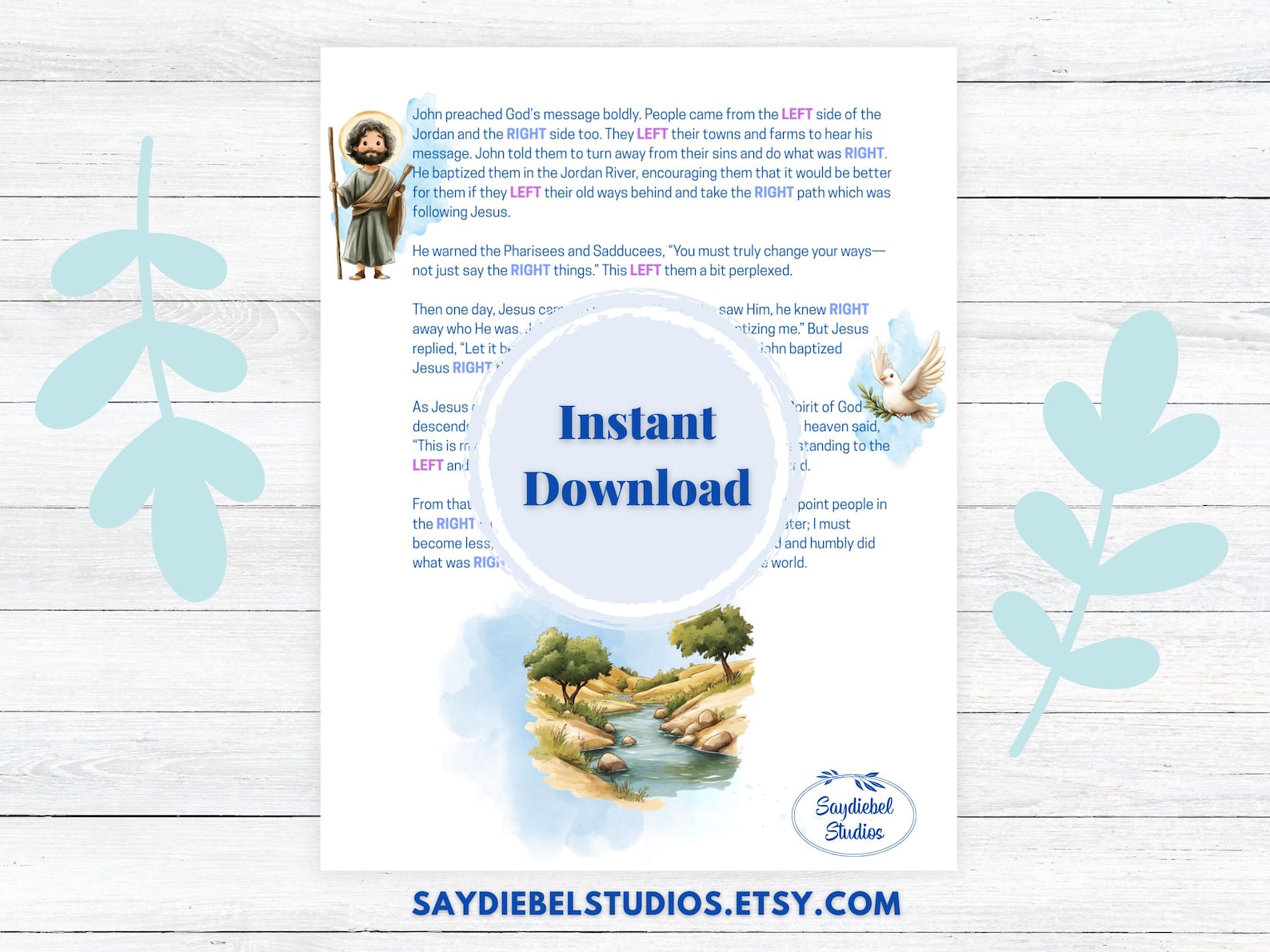 John the Baptist Left Right Game: Printable Bible Story (PDF) - Etsy