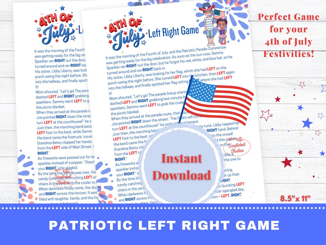 Patriotic Left Right Game: 4th of July Party Game (PDF Download) - Etsy