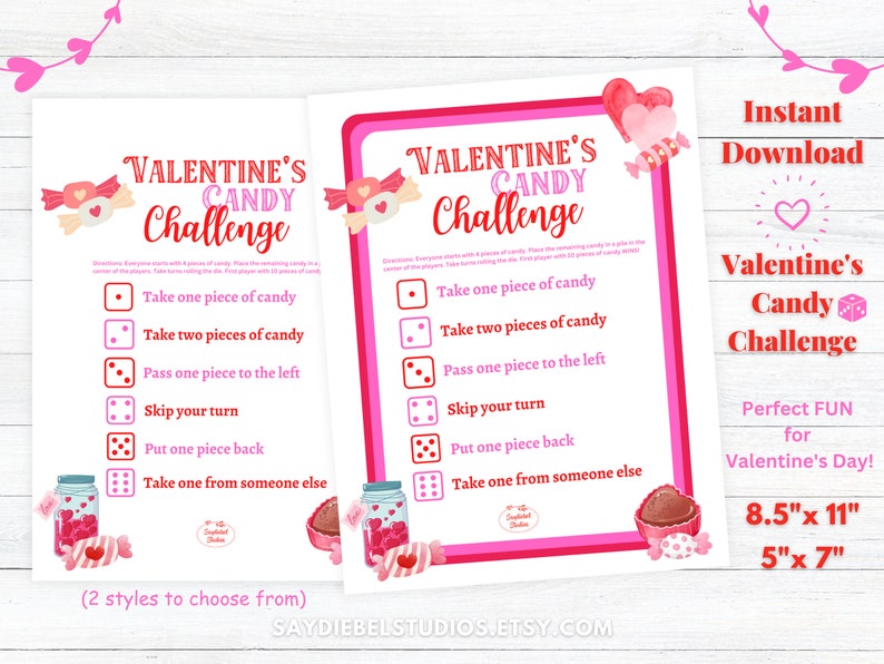 Valentine's Candy Dice Game, Valentine's Party Games for Kids ...
