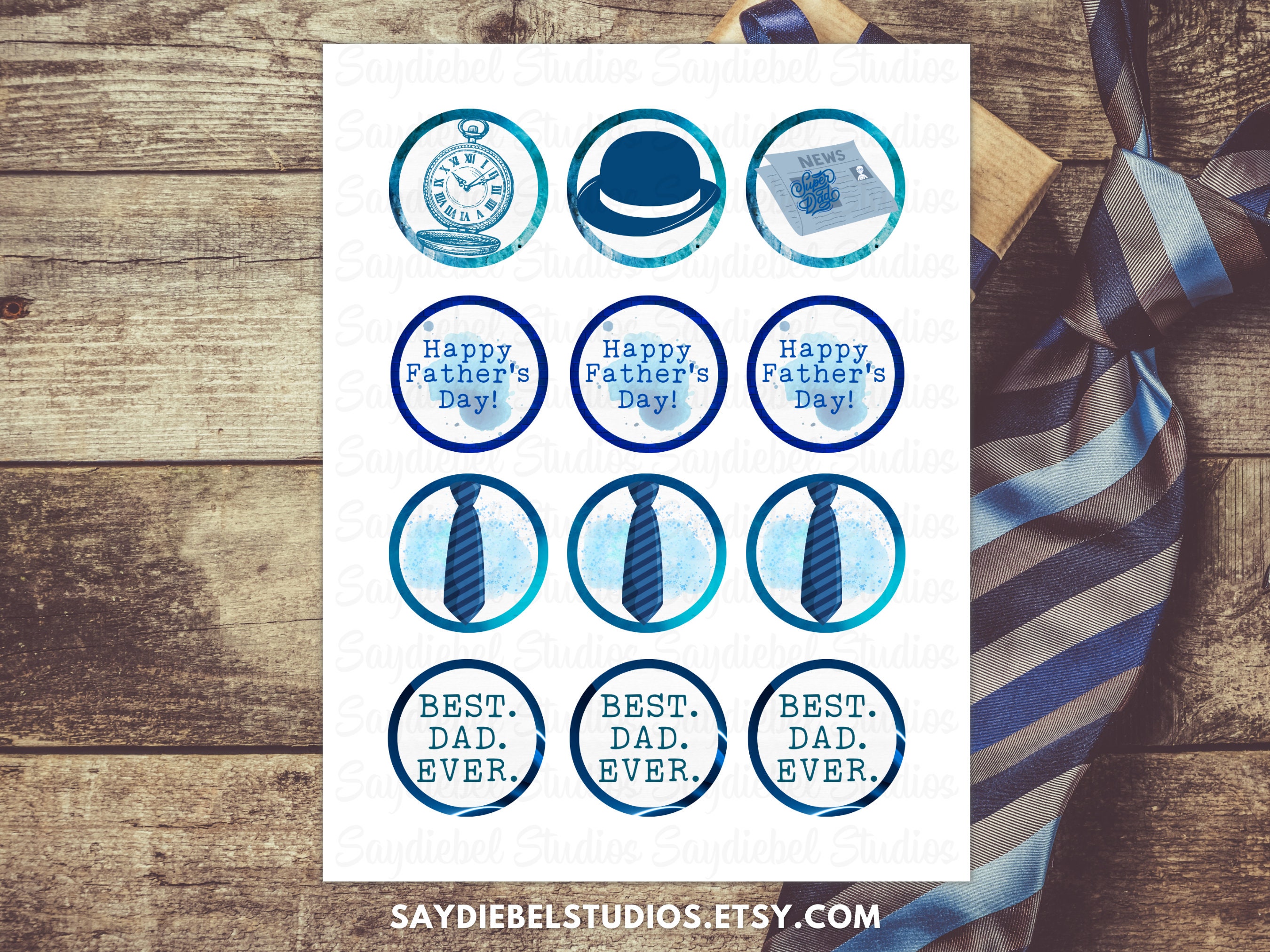 Father's Day Cupcake Toppers Printable DIY Father's Day Printable ...