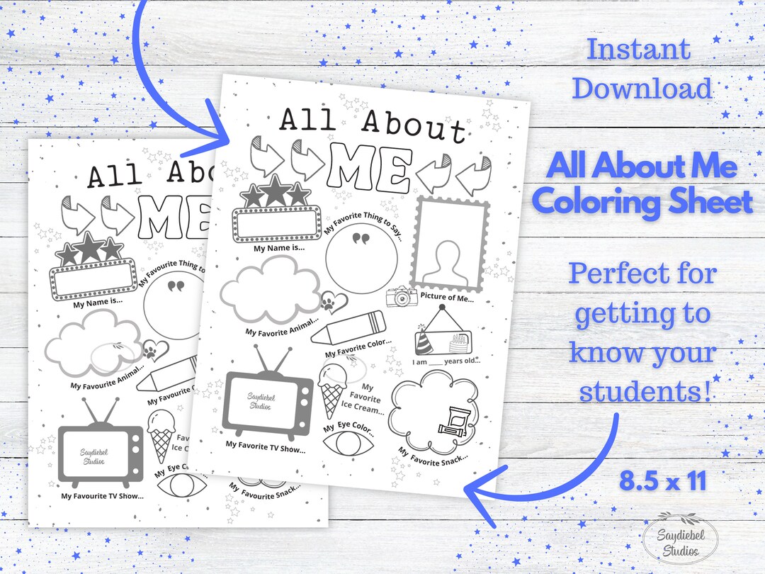 All About Me Activity Sheet, First Day of School, All About Me ...