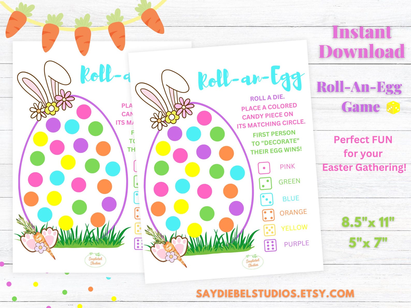 Easter Game, Roll an Egg Candy Dice Game, Easter Party Games, DIY ...