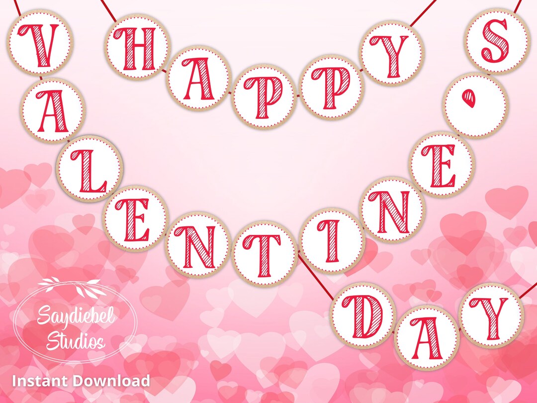 Happy Valentines Day Banner, Printable Photo Prop Banner, Valentines ...