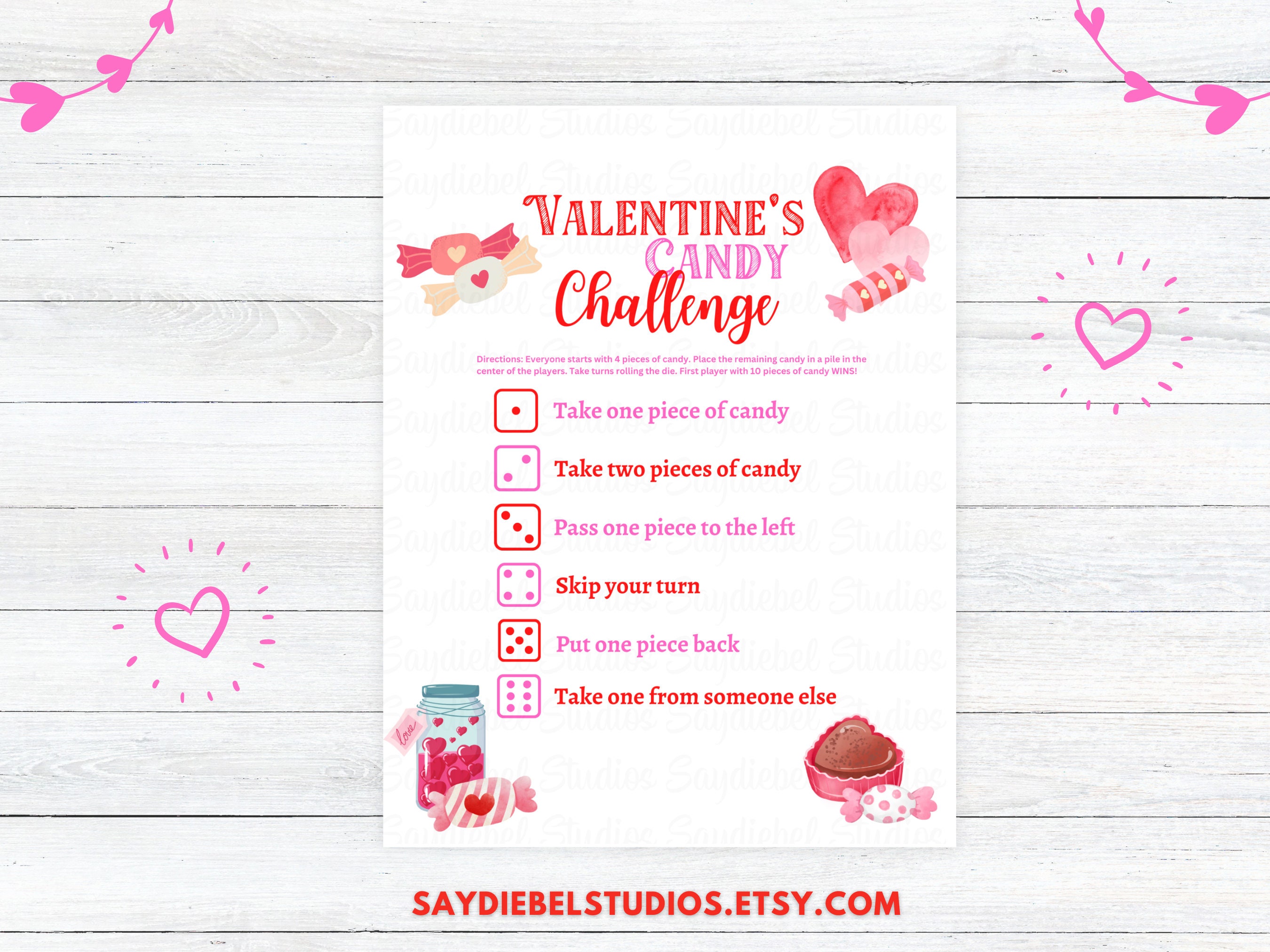 Valentine's Candy Dice Game, Valentine's Party Games for Kids ...