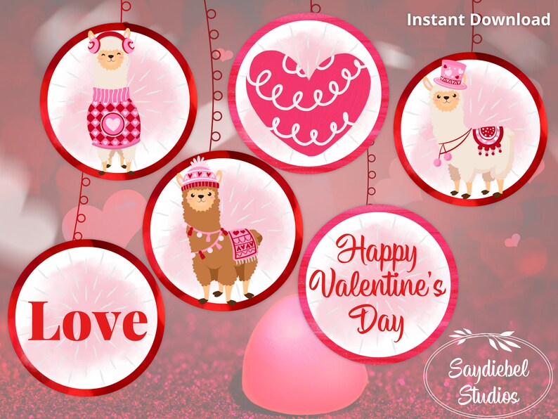 Valentine's Day Printable Bundle, Valentine's Llama Llove Bundle ...