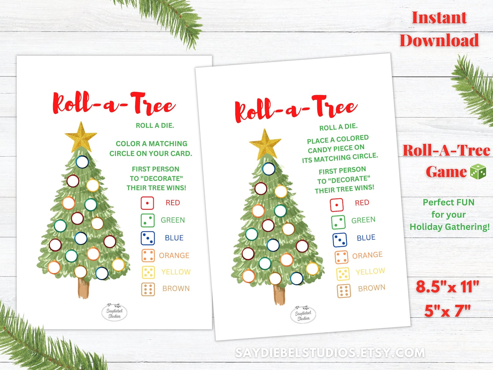 Roll A Tree Christmas Game, Printable Christmas Games, Roll A Tree Dice ...