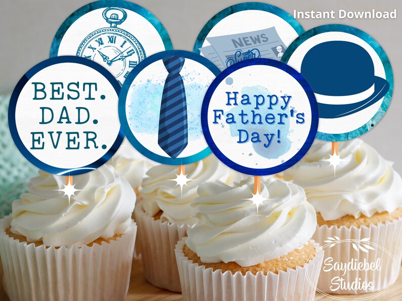 Father's Day Cupcake Toppers Printable DIY Father's Day Printable ...