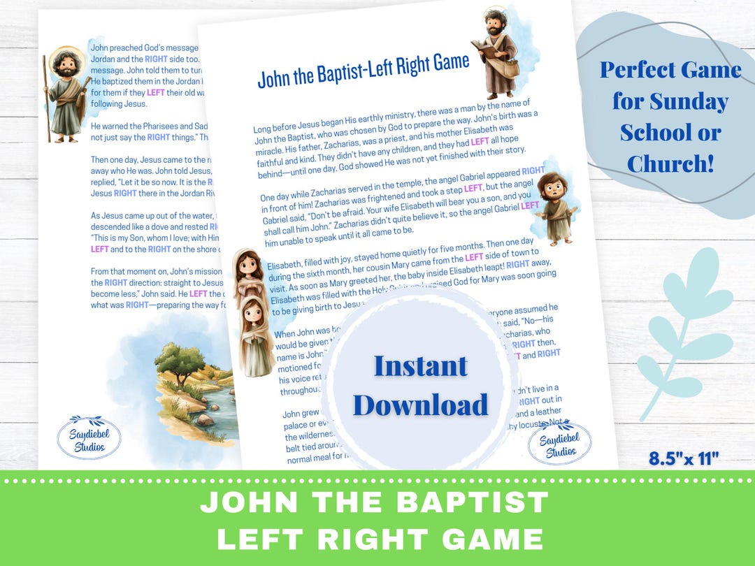 John the Baptist Left Right Game: Printable Bible Story (PDF) - Etsy