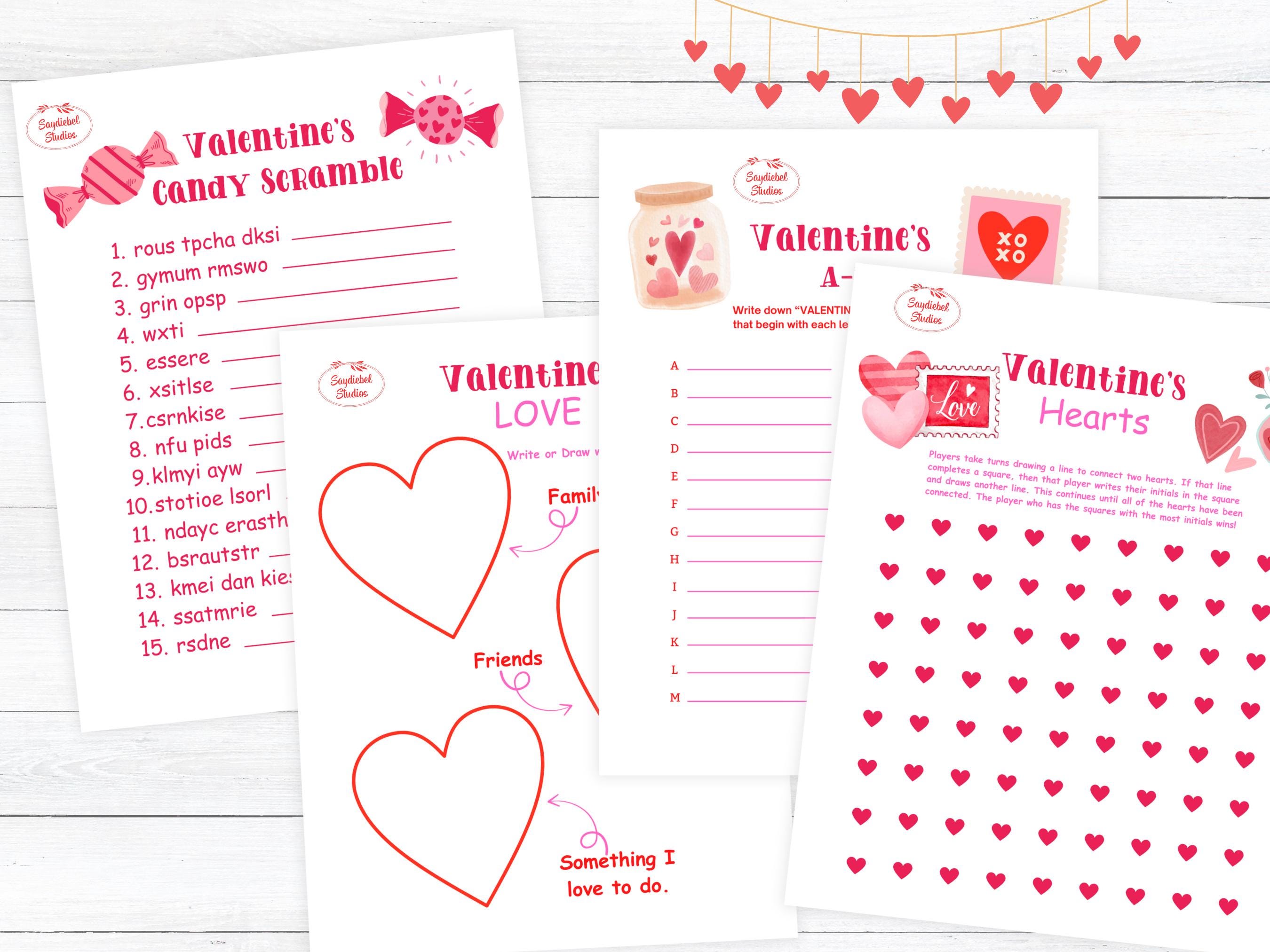 Valentine's Day Games/activities BUNDLE, Valentine's Printable Games ...