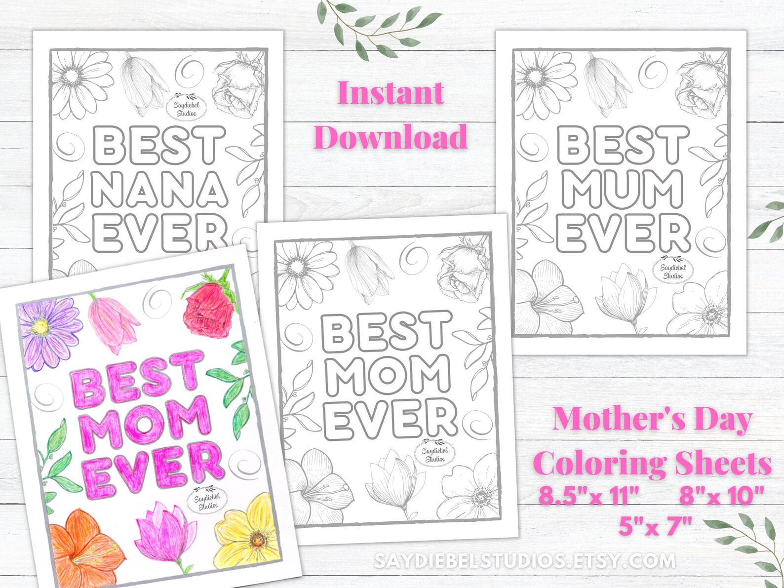 Mother's Day Coloring Sheet Printables, DIY Mother's Day Gift, Last ...
