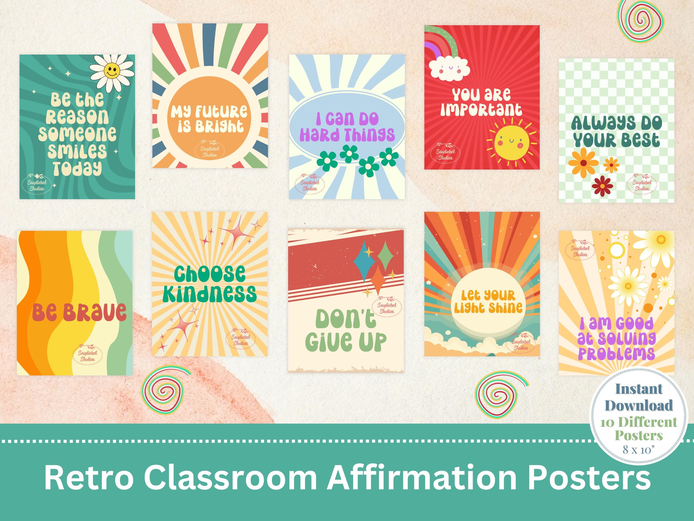 Retro Classroom Affirmation Posters: Growth Mindset Decor (digital ...