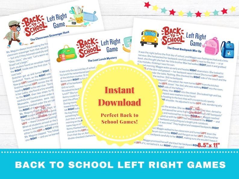 Back to School Left Right Game: Printable Classroom Activity (PDF ...