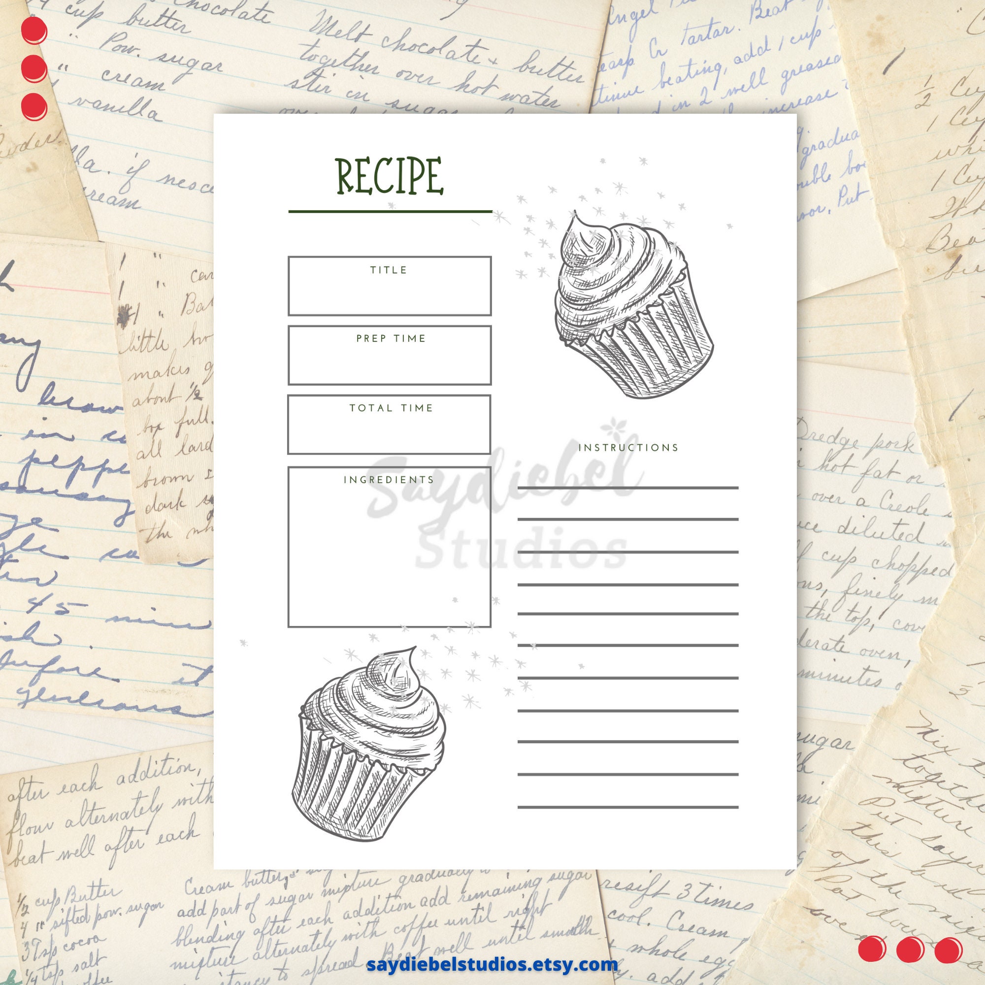 Recipe Card Printables, Recipe Cards, Recipe Card Bundle, DIY Recipe ...