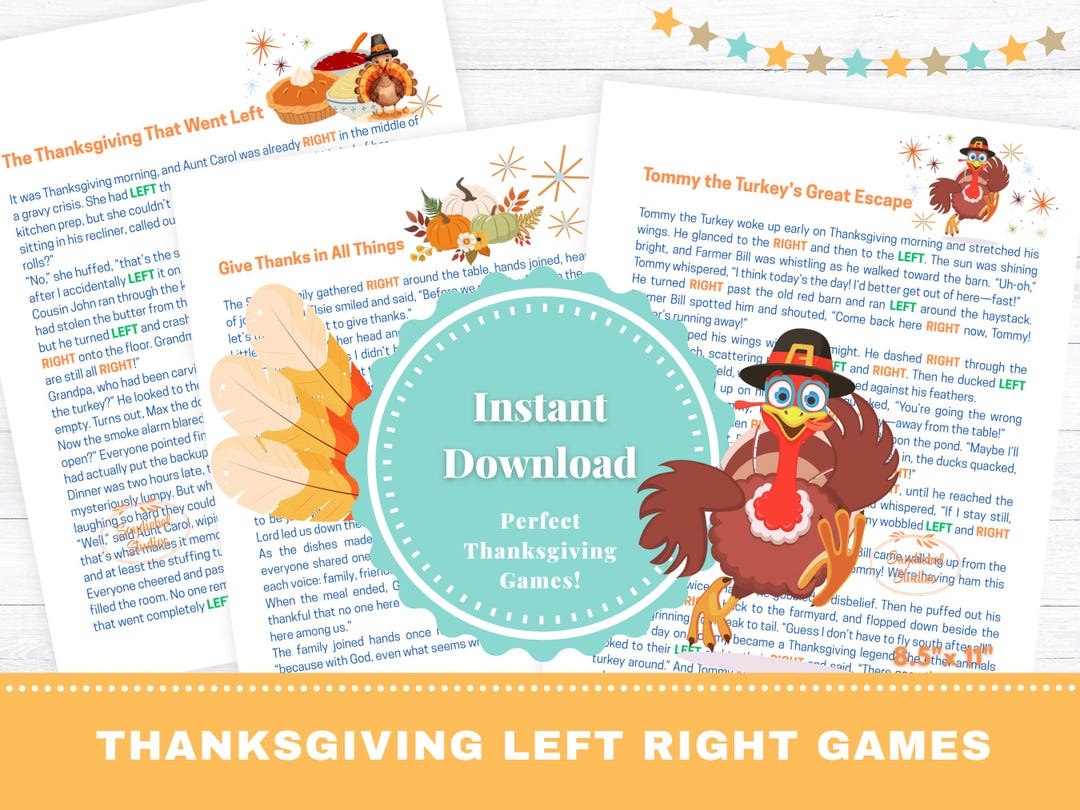 Thanksgiving Left Right Game: Printable Classroom Activity (PDF ...