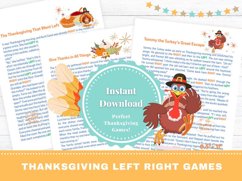 Thanksgiving Left Right Game: Printable Classroom Activity (PDF ...