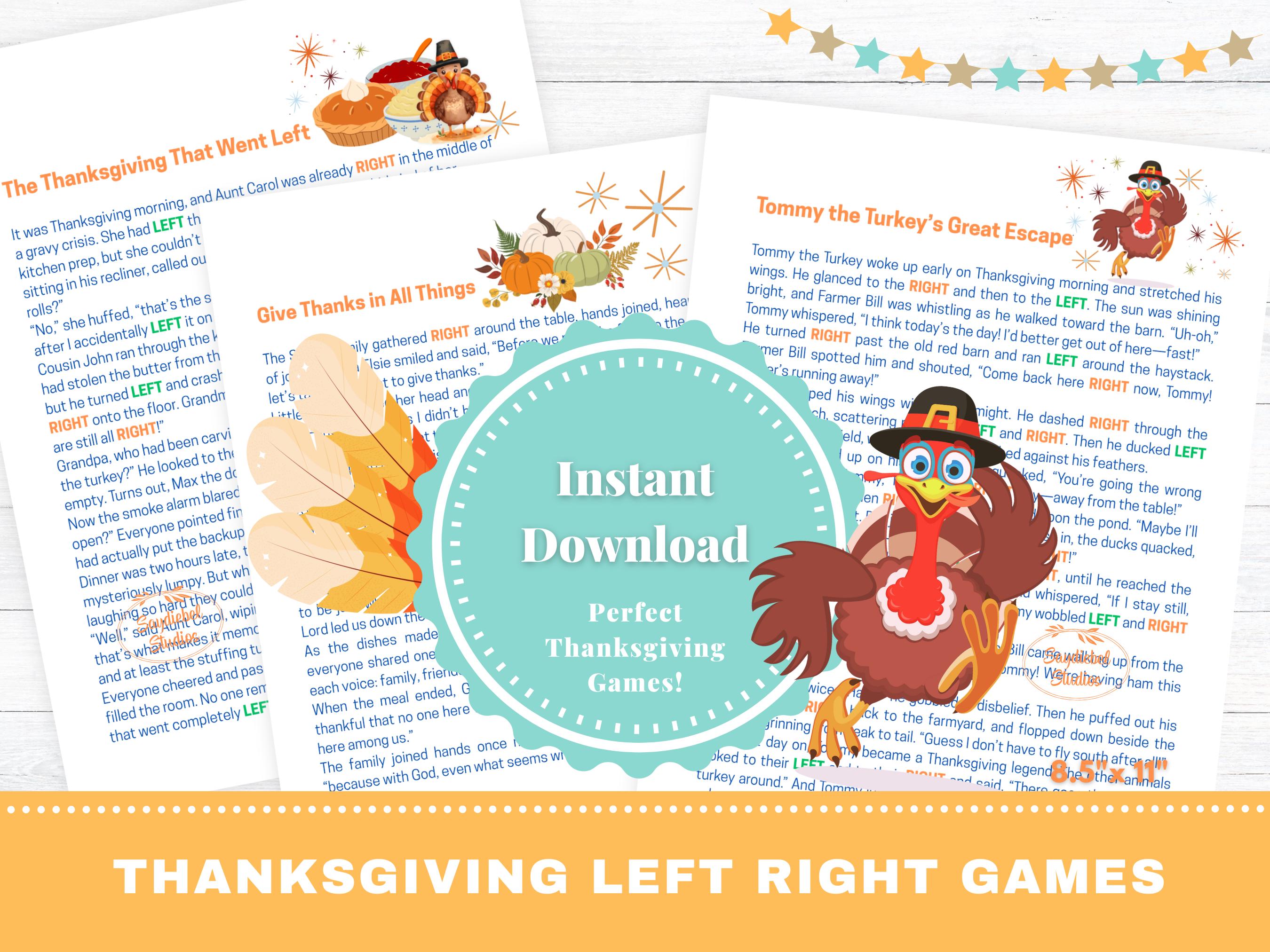 Thanksgiving Left Right Game: Printable Classroom Activity (PDF ...
