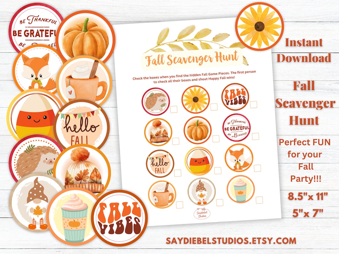 Fall Scavenger Hunt Printable, Autumn Scavenger Hunt, Fall Party Games ...