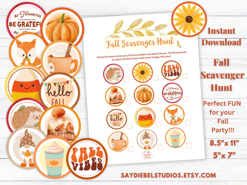 Fall Scavenger Hunt Printable, Autumn Scavenger Hunt, Fall Party Games ...