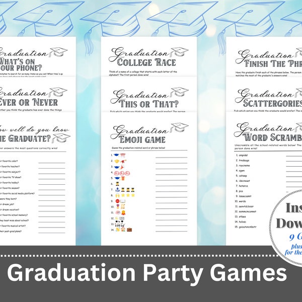 Graduation Party Games, Graduation Party Games Bundle, Printable ...
