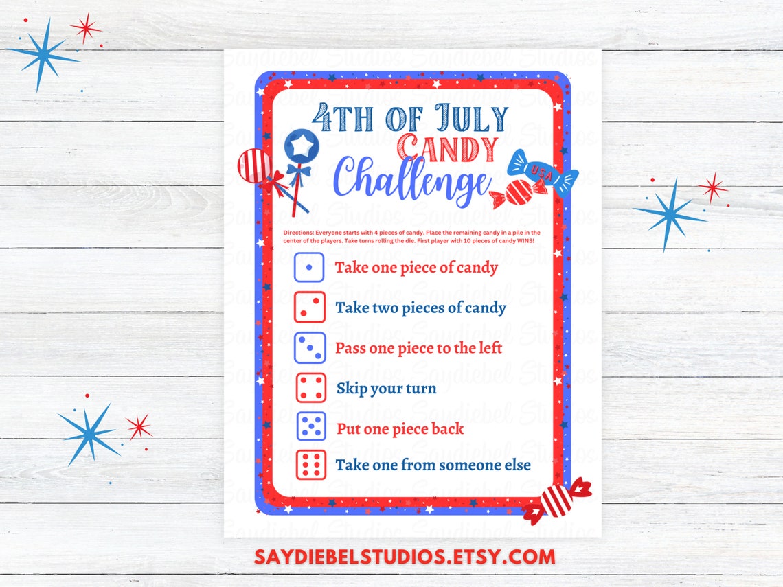 4th of July Candy Dice Game: Patriotic Party (digital Download) - Etsy