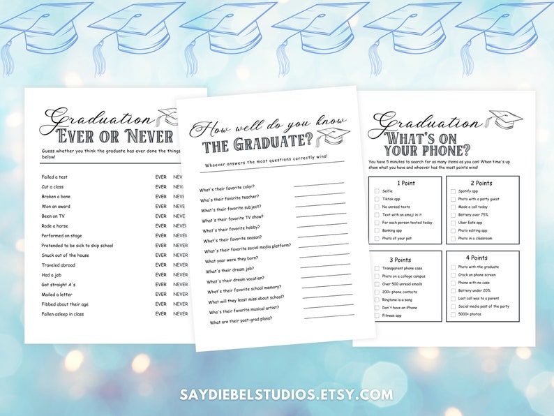 Printable Graduation Party Games Bundle (2 PDF Files) - Etsy