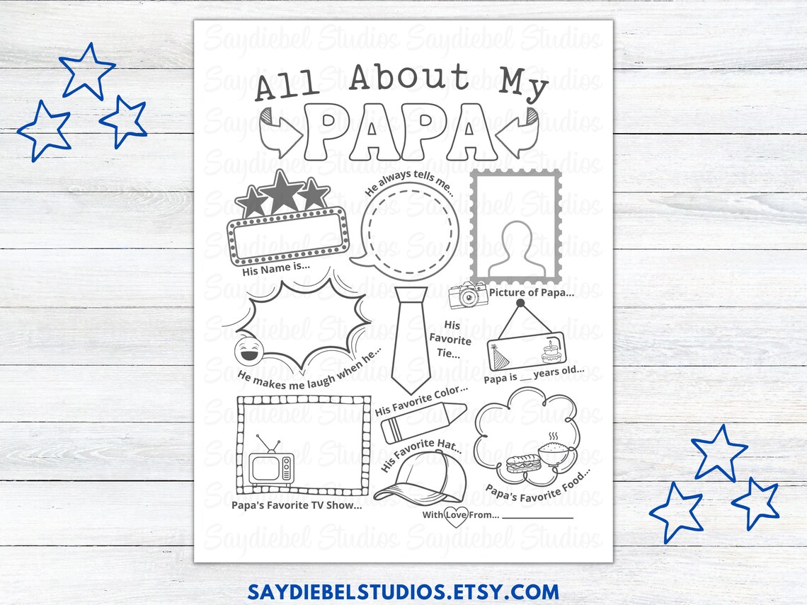 All About Dad Coloring Page Printable, DIY Father's Gift, Dad Birthday ...