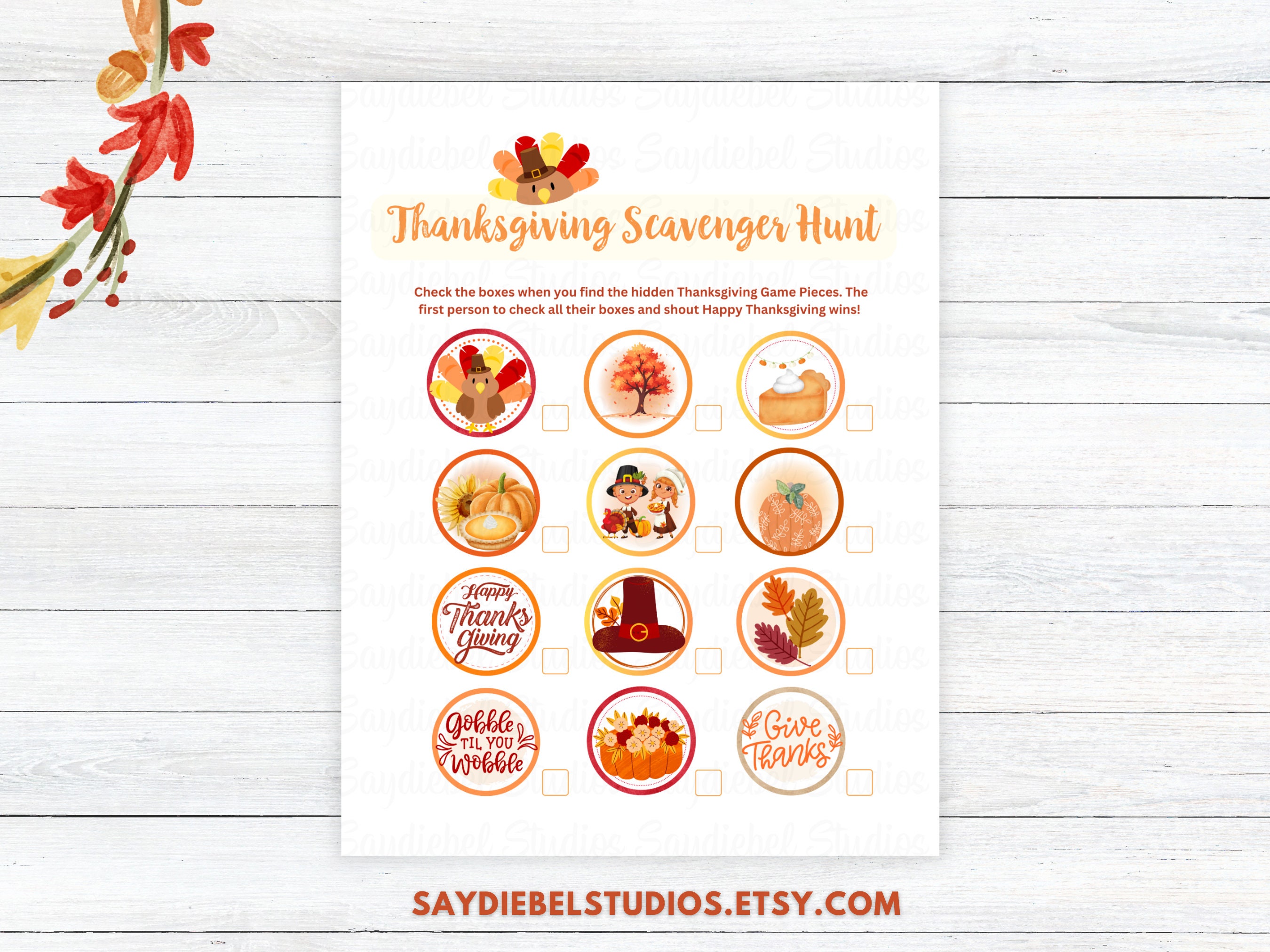 Thanksgiving Scavenger Hunt, Thanksgiving Party Game, Thanksgiving ...