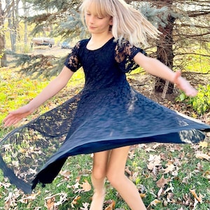 Black Lace Twirly Fancy Dress, Soft, New Years, Girls, Twirl, Toddler ...