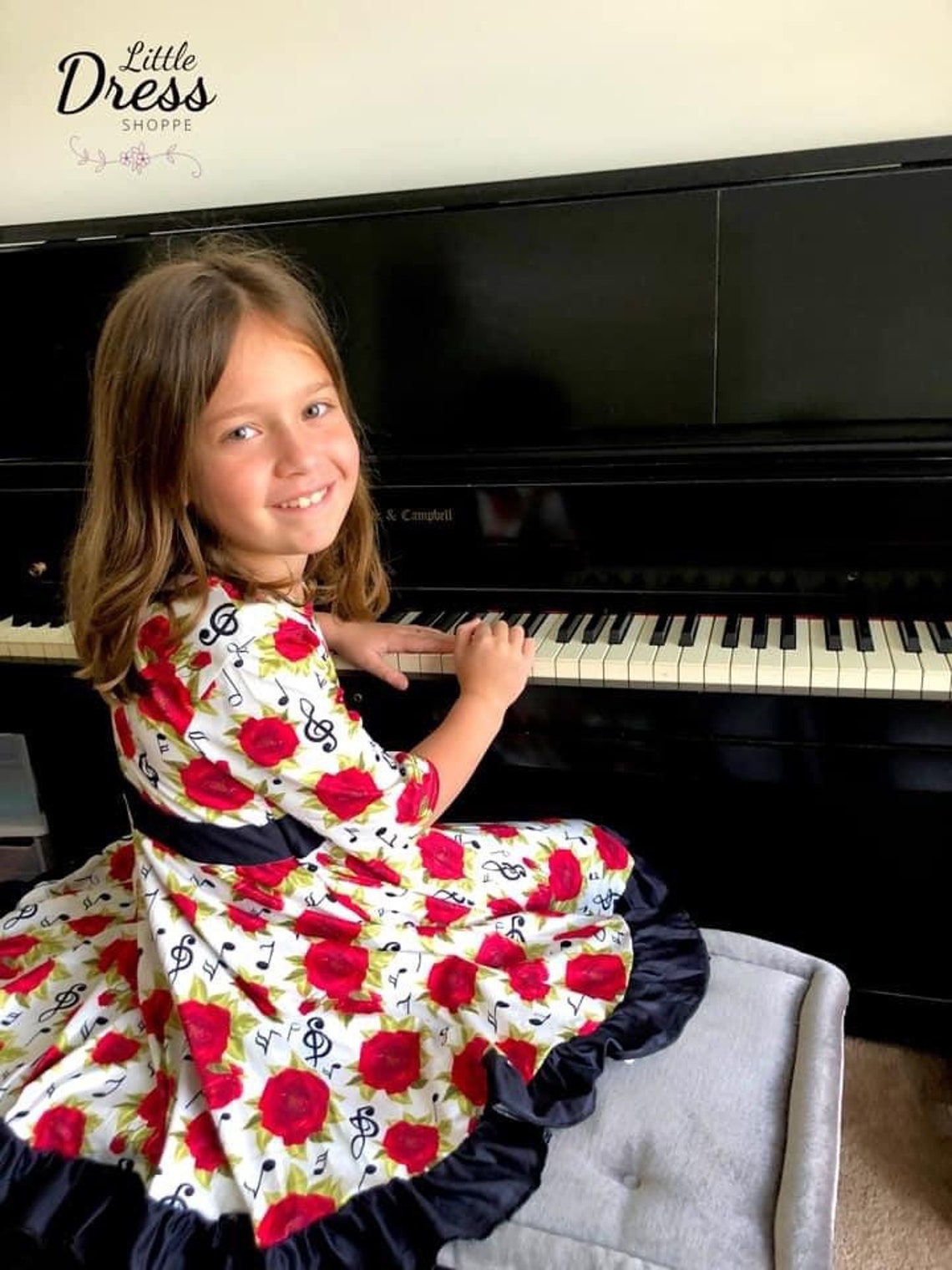 Twirly Musical Note Dress Kids Toddler Music Black Red - Etsy