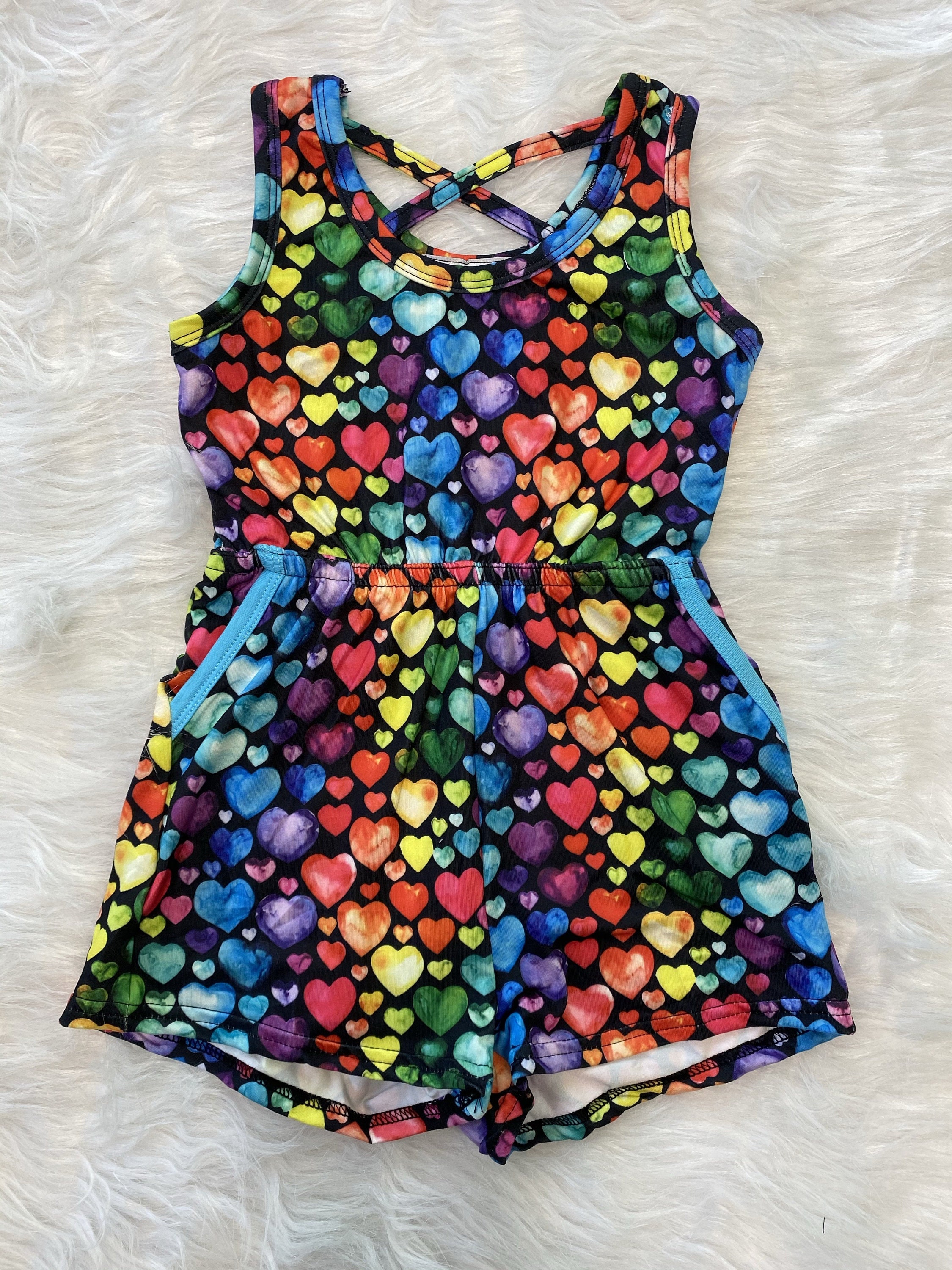 Rainbow Heart Romper, Summer Romper, Jumper, Buttery Soft, Toddler ...