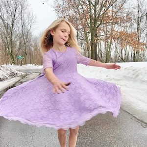Lavender Lace Twirly Dress, Fancy, Pockets, Twirl, Easter, Spring, Kids ...