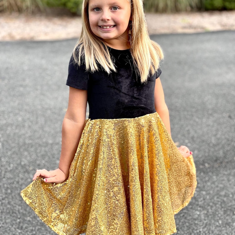 Black Gold Short Dress - Etsy