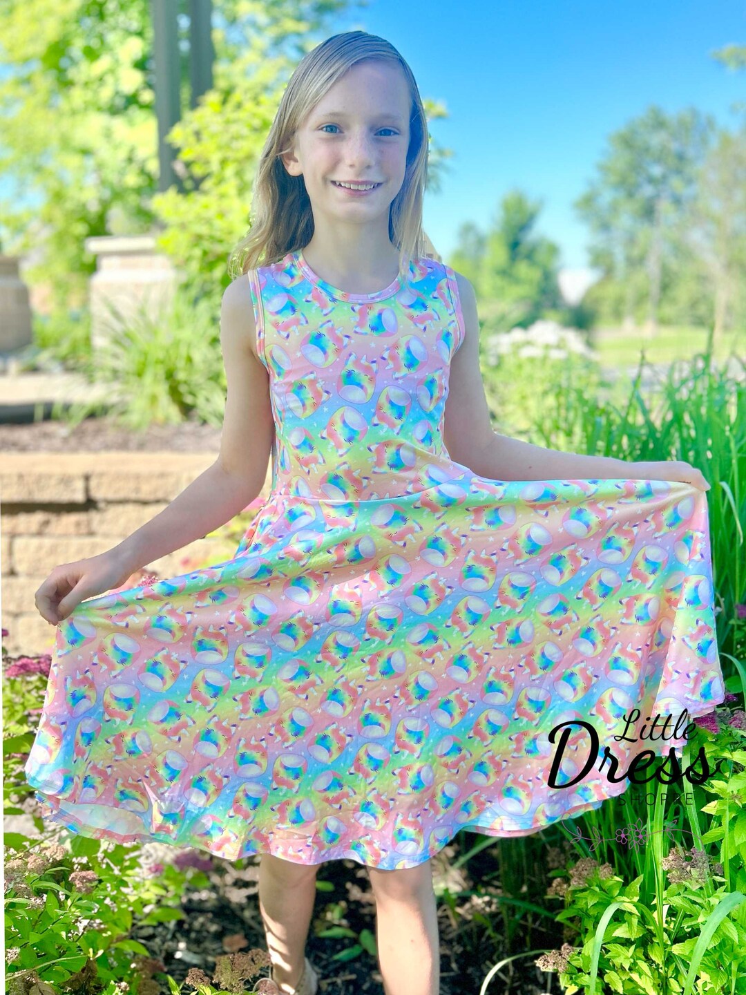 Squishy Rainbow Twirly Dress, Stuffy, Tank Dress, Girls, Kids, Pockets ...