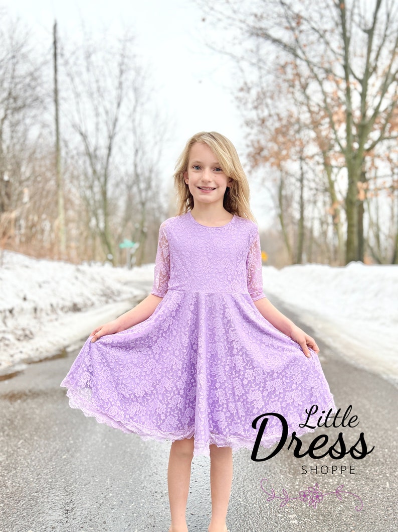 Lavender Lace Twirly Dress Fancy Pockets Twirl Easter - Etsy
