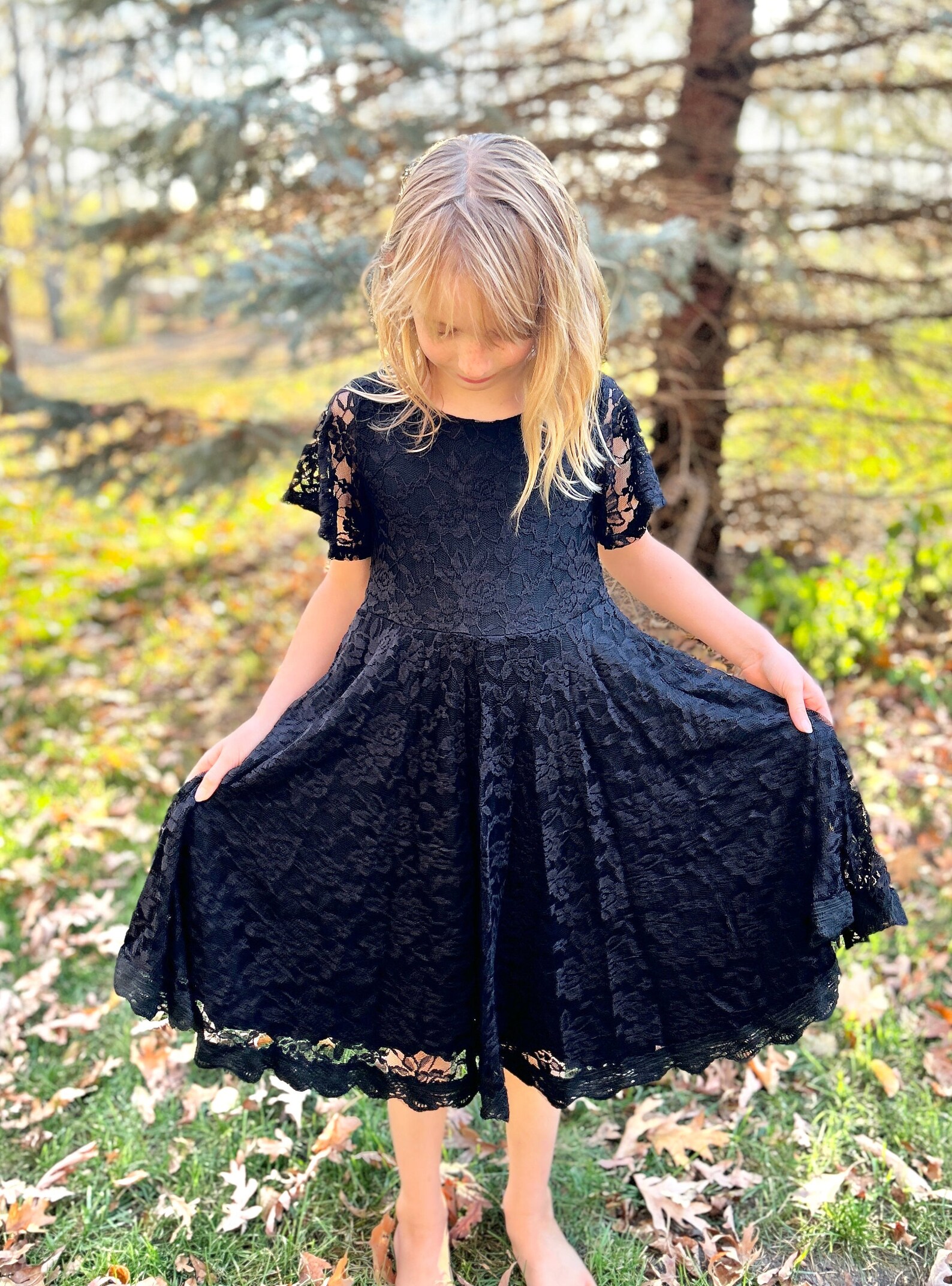 Black Lace Twirly Fancy Dress Soft New Years Girls Twirl - Etsy