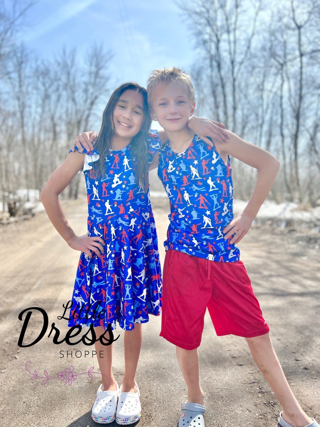 4th of July Army Guys Twirly Dress and Tank, Sibling, Sibling Set, Red ...