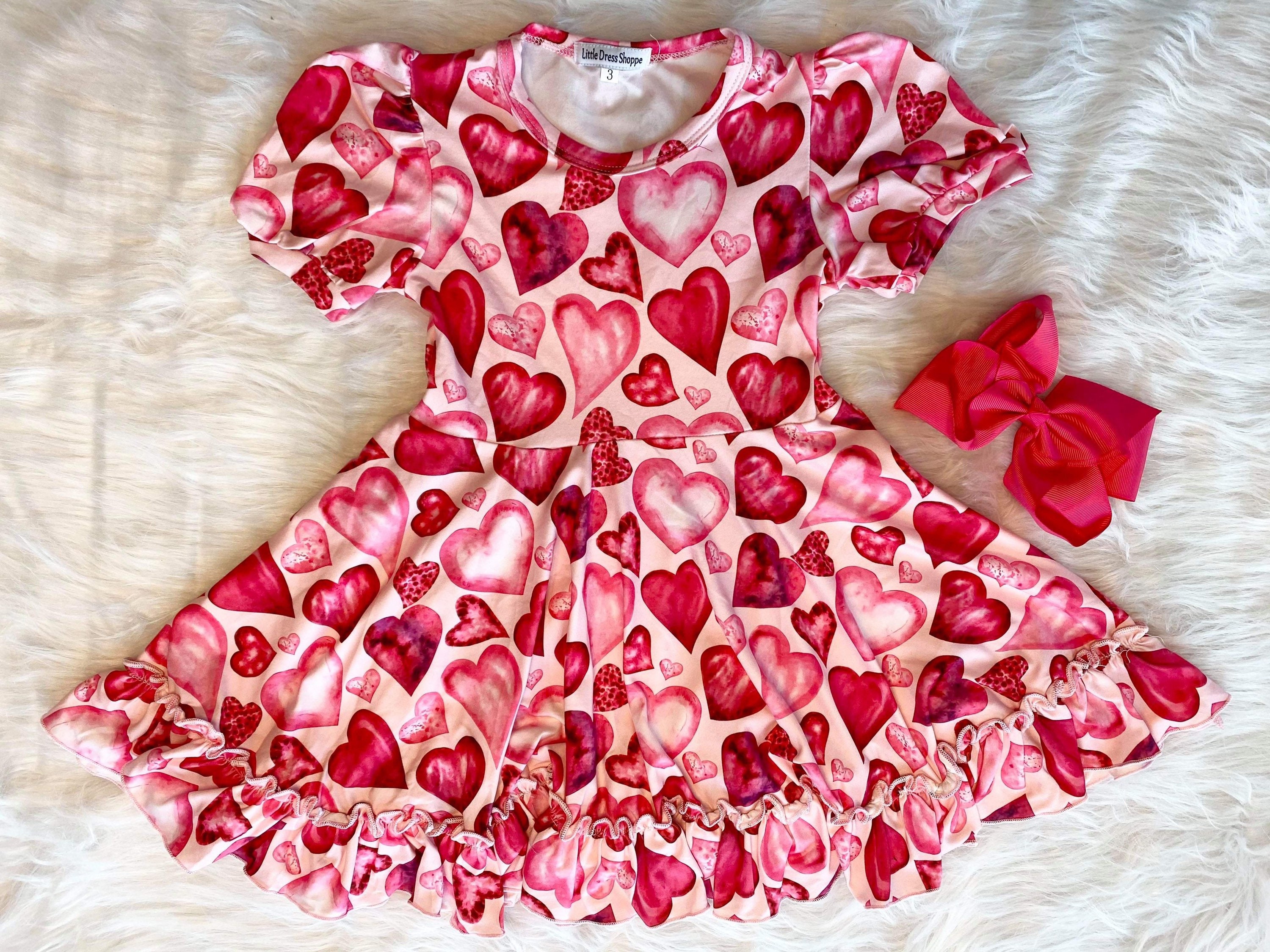 Pink Hearts Twirl Dress, Twirly, Pink Dress, Full Circle Skirt ...