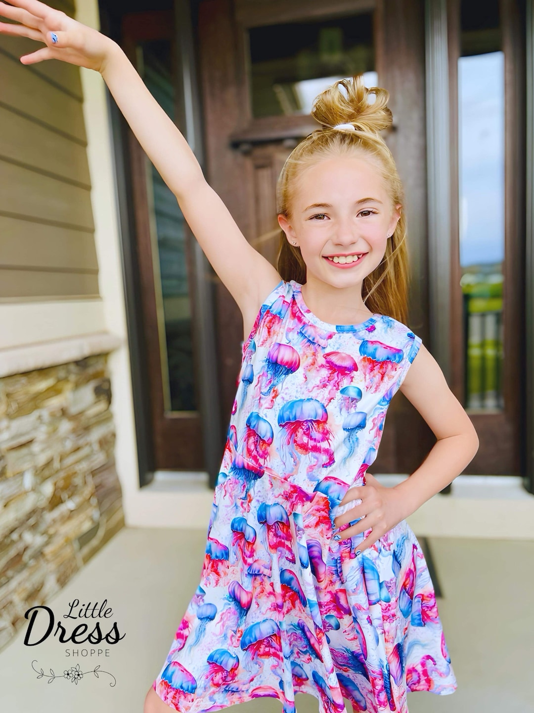 Jellyfish Twirly Tank Dress, Girls, Pockets, Beach, Ocean, Kids, Twirl ...