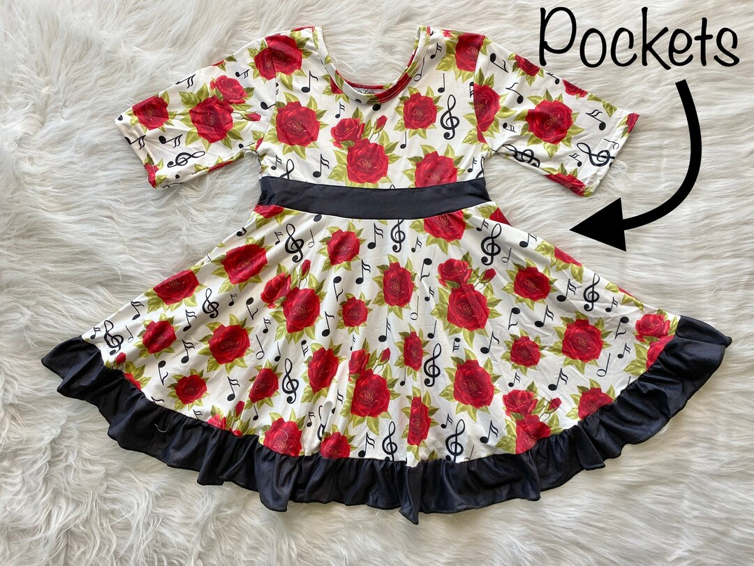 Twirly Musical Note Dress, Kids, Toddler, Music, Black, Red, White ...