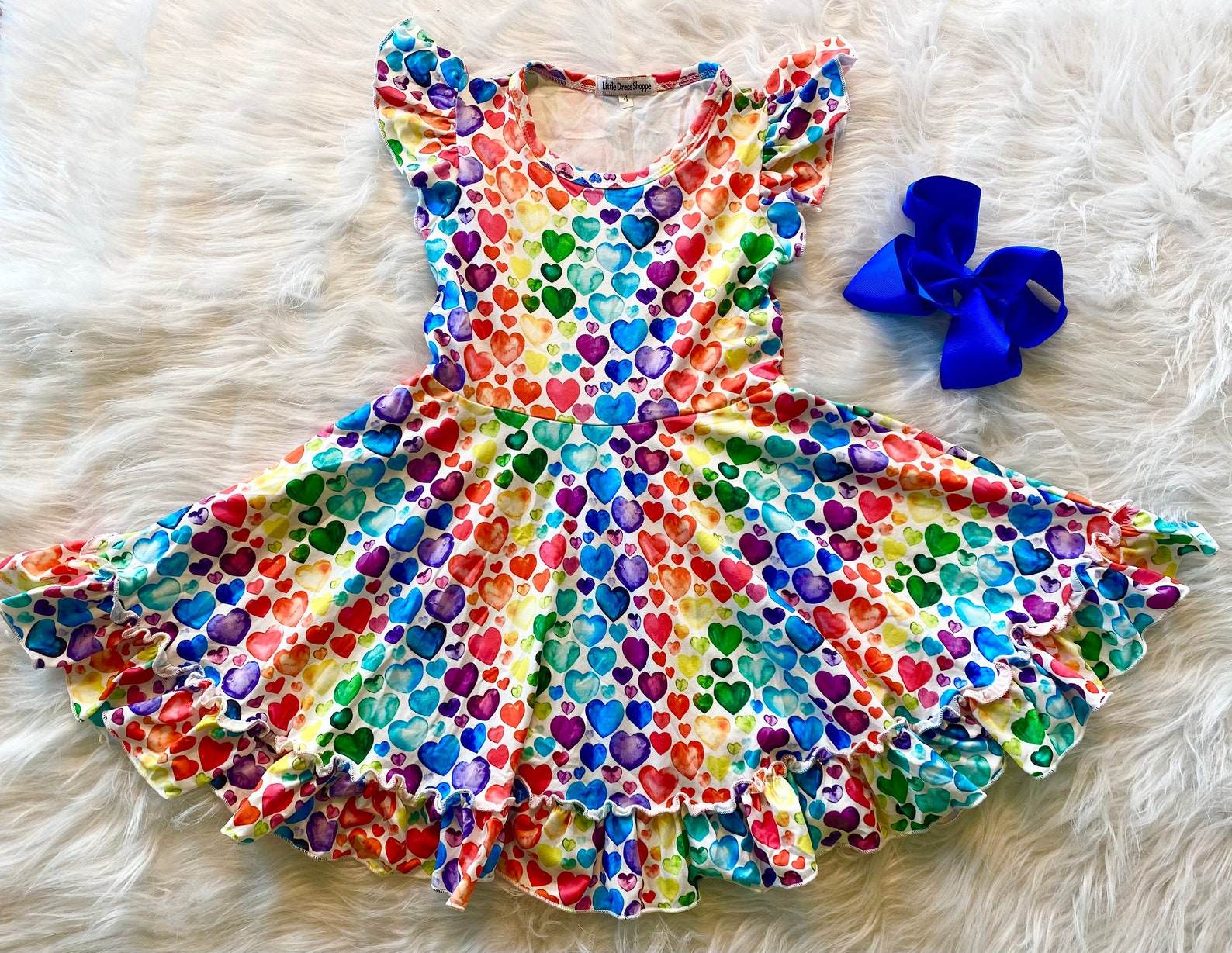 Rainbow Heart Dress Twirly Dress Full Circle Skirt Buttery - Etsy