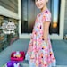 Floral Pink Double Ruffle Twirly Dress, Twirl, Pockets, Easter, Girls ...